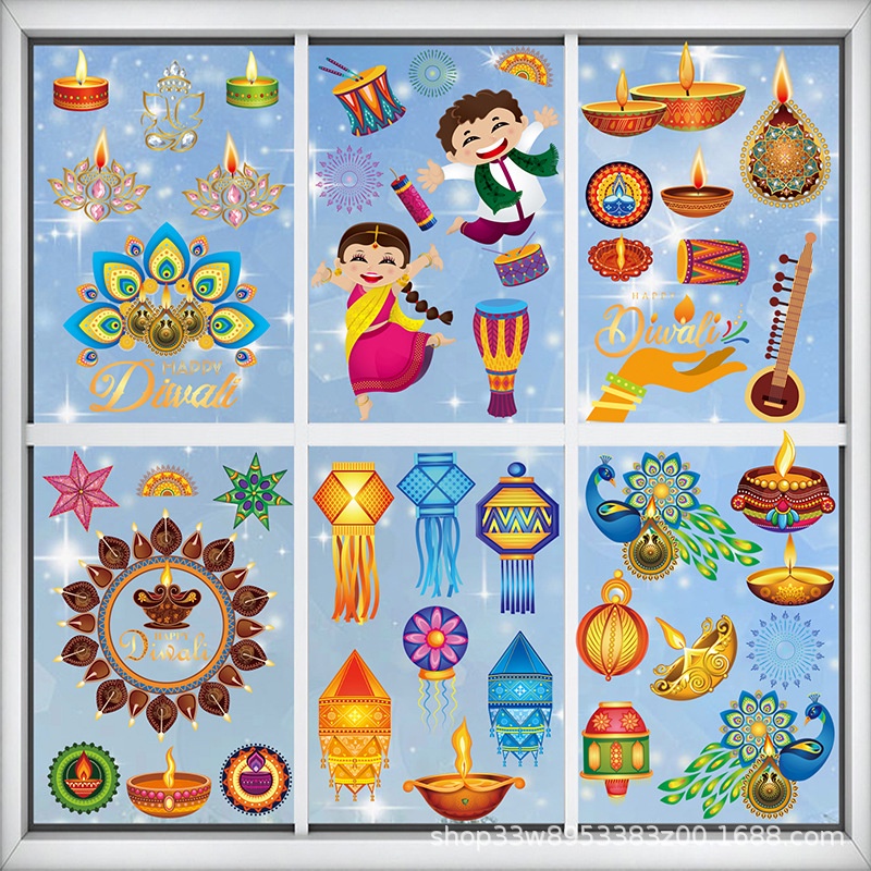 Wholesale HAPPY Diwali Electrostatic Window Sticker Happy Diwali 2023 ...