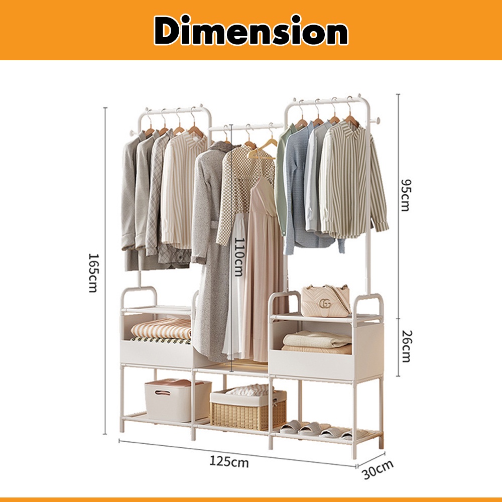 Borong365 Clothes Rack Rak Baju Kabinet Penyangkut Baju Hanging Storage ...