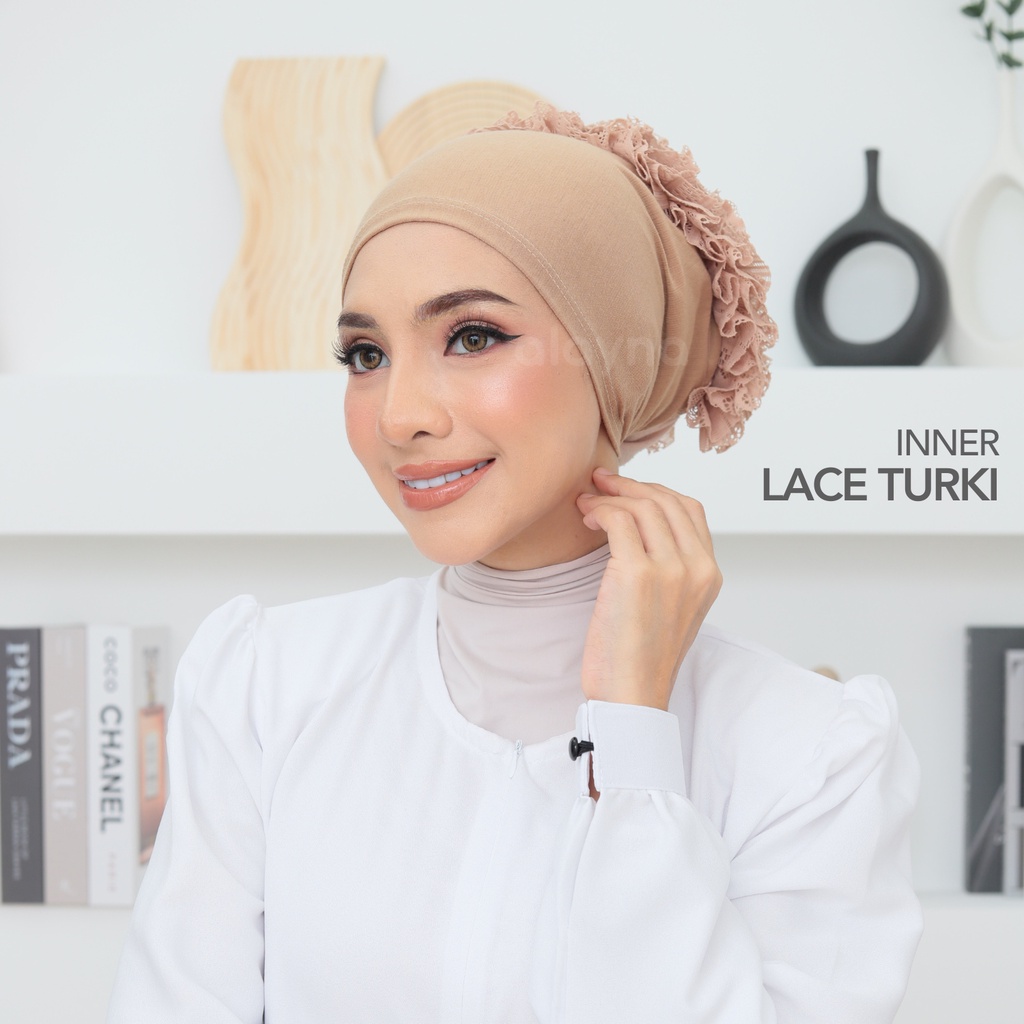 ALAYNA Inner Lace Turki | Scarf Anak Tudung Sanggul Bertali Skaf ...
