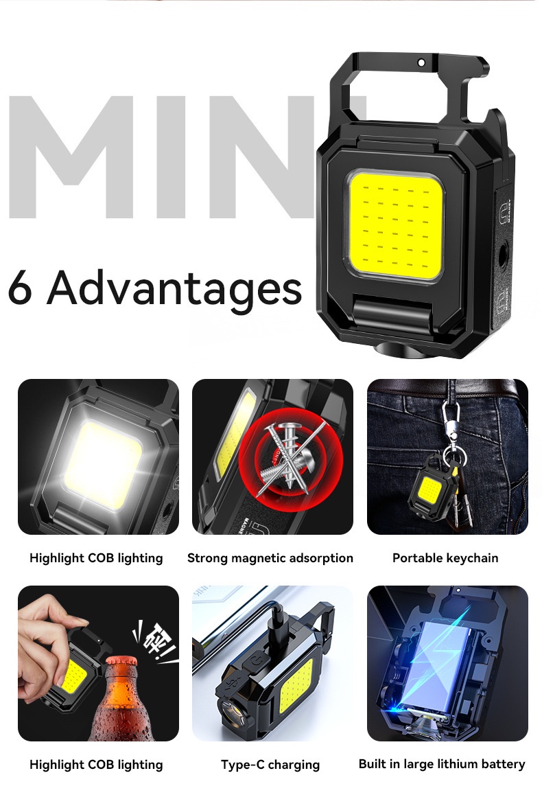 Portable LED Torch Multi-Function Floodlight Mini Rechargeable Super ...