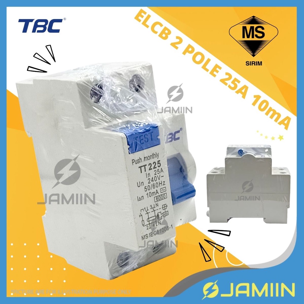 TBC 2 POLE 25A 10mA Residual Current Circuit Breaker MCB Electrical Component ELCB 25A / 40A ...