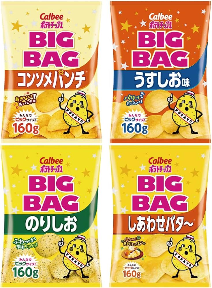 Calbee Big Pack Kappa Ebisen Potato Chip Seaweed/Light/Happy Butter 160 ...