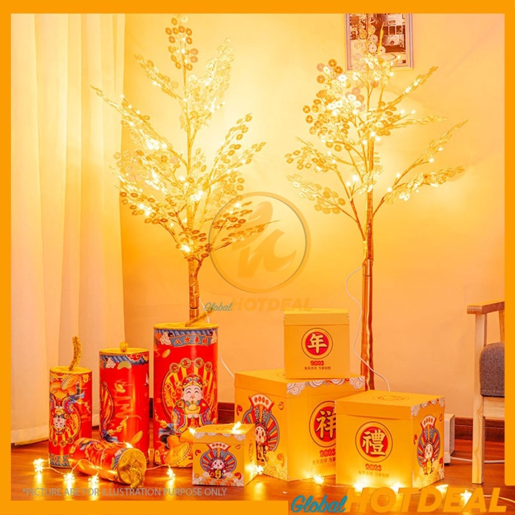 CNY 2024 1.8MTR GOLD COIN LED Tree Lamp Cherry Blossom Tree Lamp Night ...