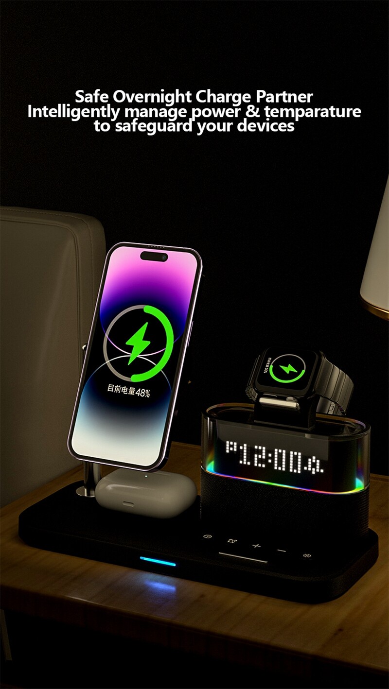 LED RGB Lamp 5 in 1 Magnetic Wireless Cell Phone Charger Chargeur ...