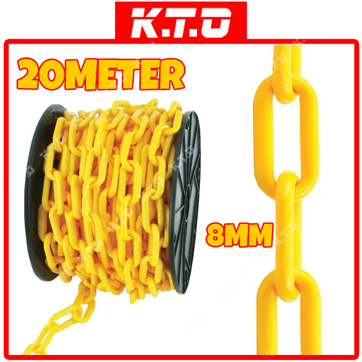 1 Roll 8mm x 20m Safety PVC Plastic Chain Barricade PVC Link Chain ...