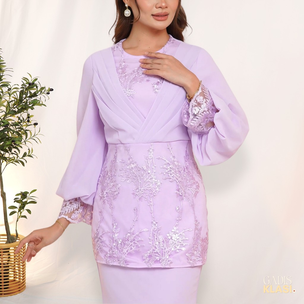 ANUM KURUNG by Gadis Klasi • Baju Kurung Moden Chiffon Sequin Lace with ...