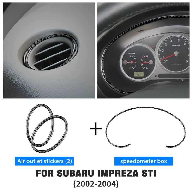 Real Soft Carbon Fiber Sticker For Subaru Impreza STI 2002 2003 2004 Speedometer Box Air Vent ...