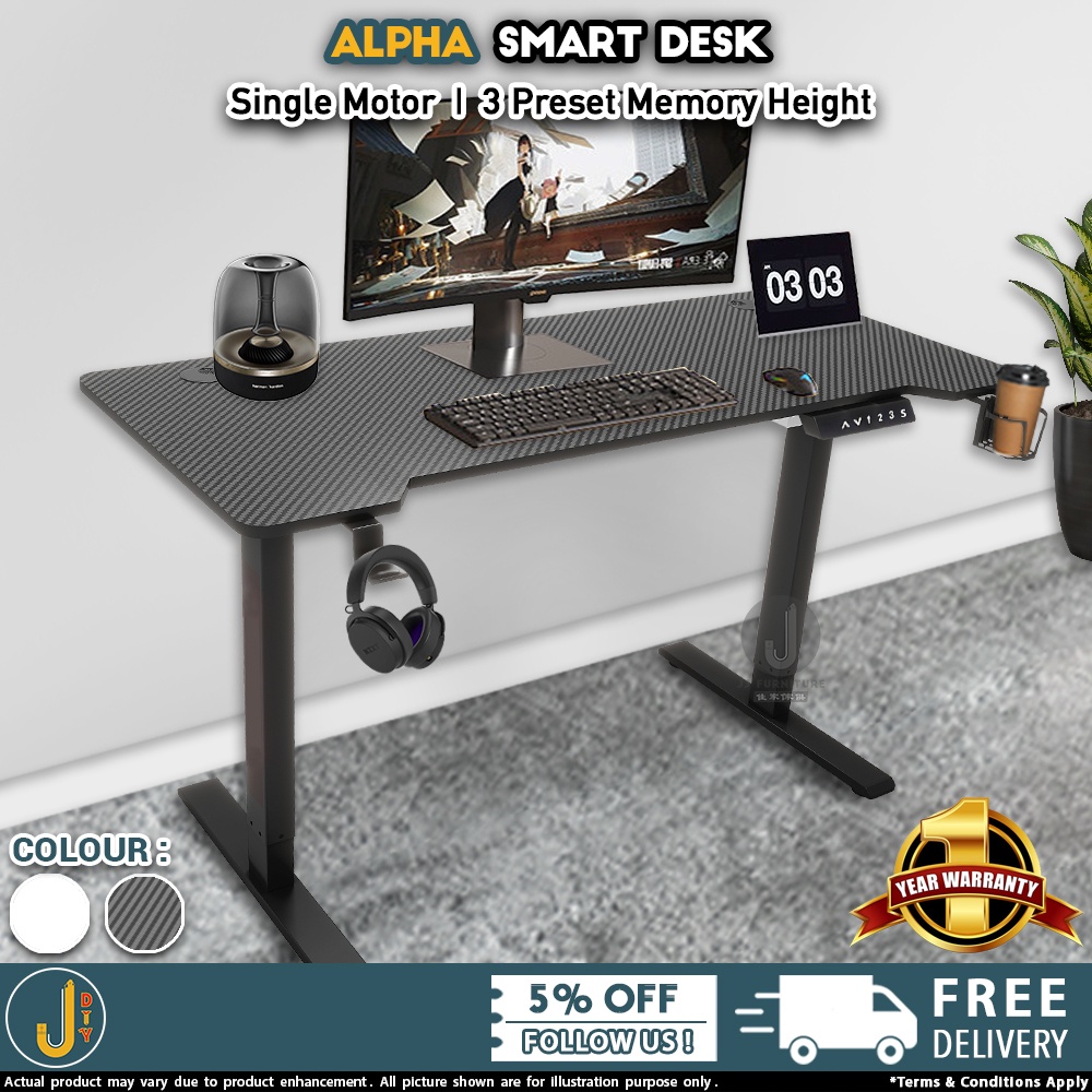 [JJ FURNITURE] ALPHA 1.2m Ergonomic Adjustable Smart Standing Curved ...