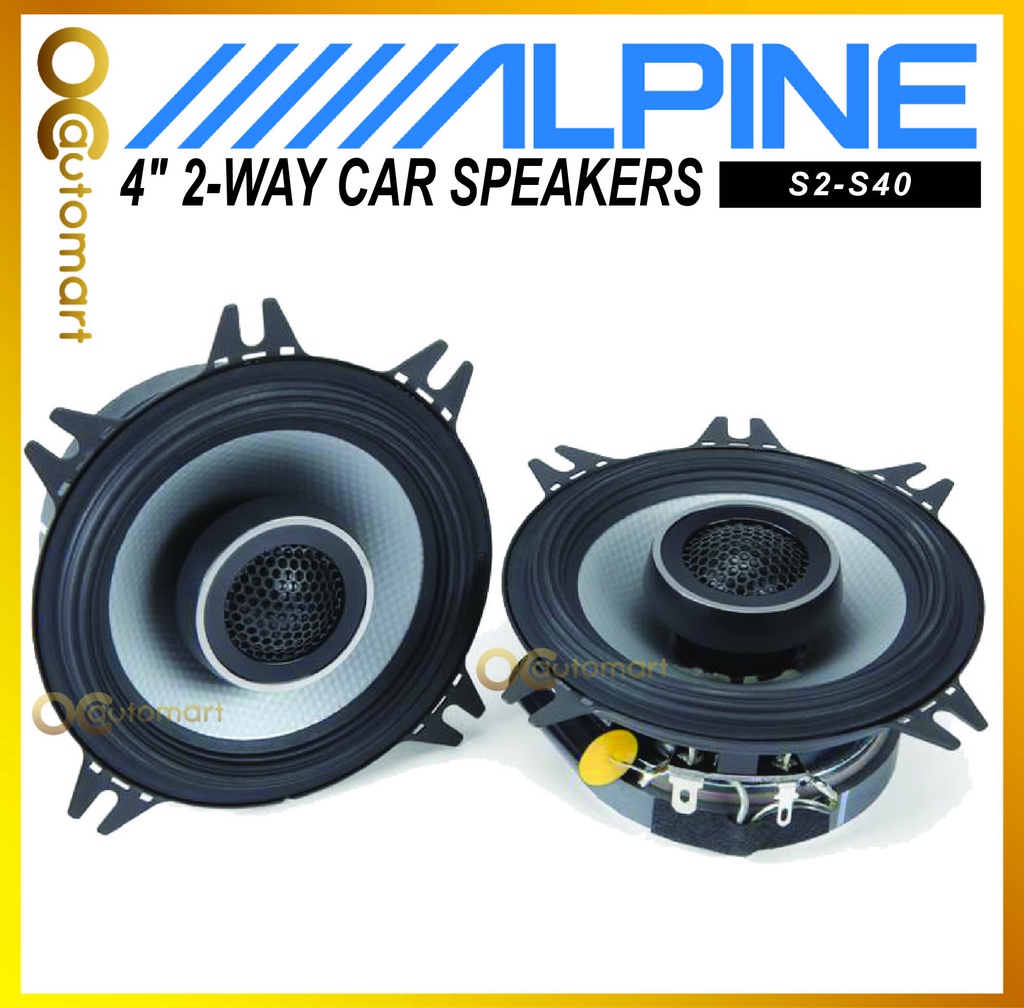 Alpine S2-S40 4" Inch 2-Way Coaxial Car Speaker Spk Kereta Spiker ...