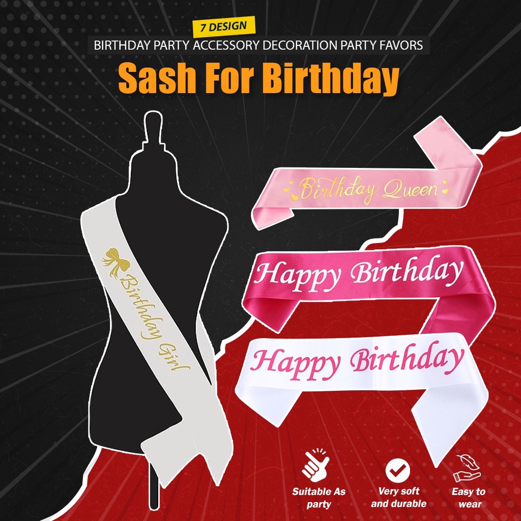 Sash Birthday Happy Birthday Satin Glitter Letter Sash Birthday Party ...