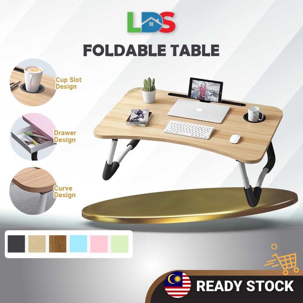 LDS Meja Lipat Foldable Table Anti-slip Study Table Laptop Table Bed ...