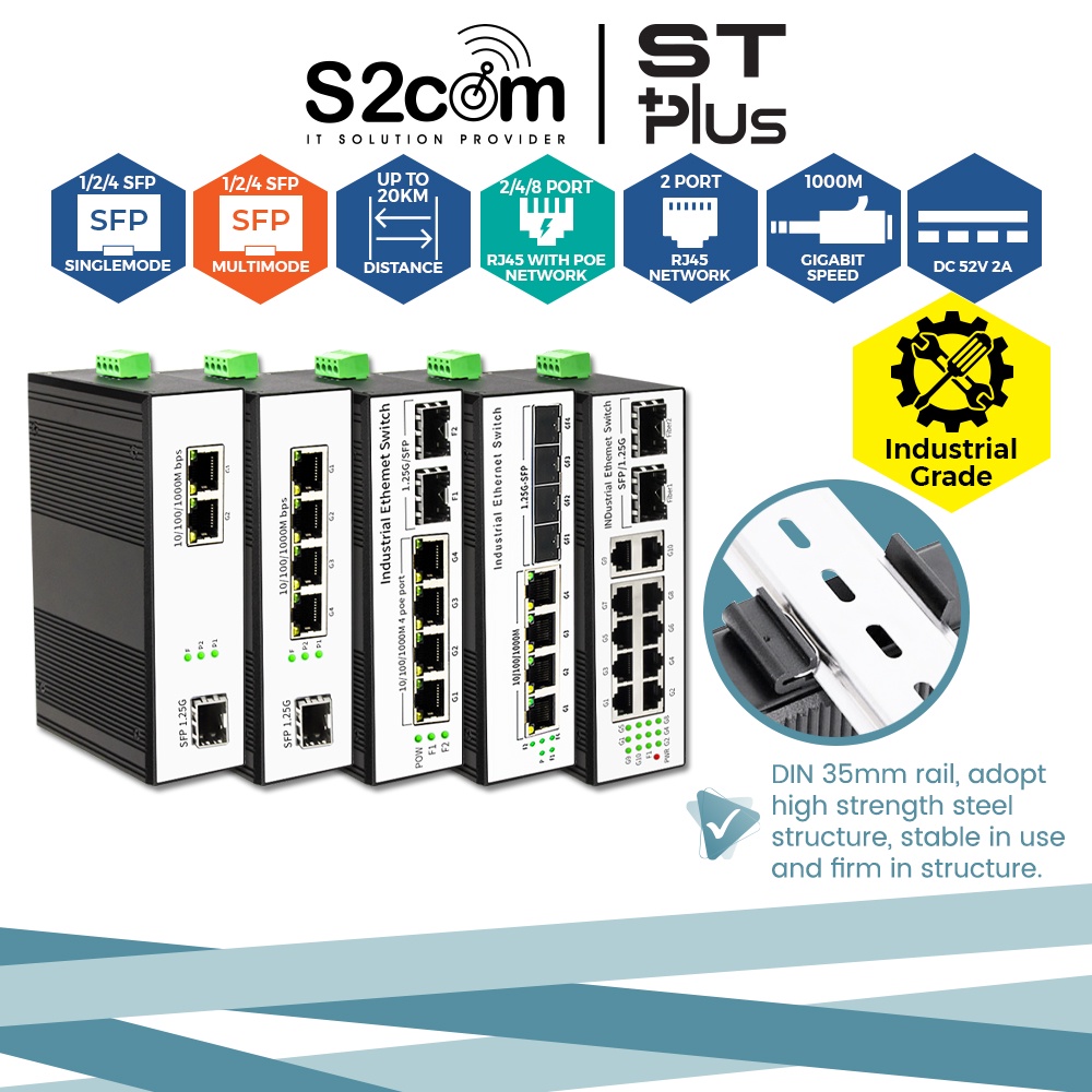 1 / 2 / 4 Port Fiber 1.25G SFP + 2 / 4 / 8+2 Gigabit RJ45 POE Network ...