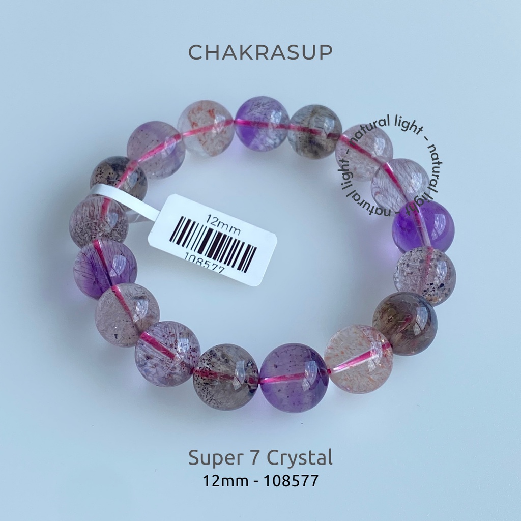 【ACTUAL UNIT】Mid Grade Natural Super 7 Crystal Bracelet w/Cert (中级天然紫超七 ...