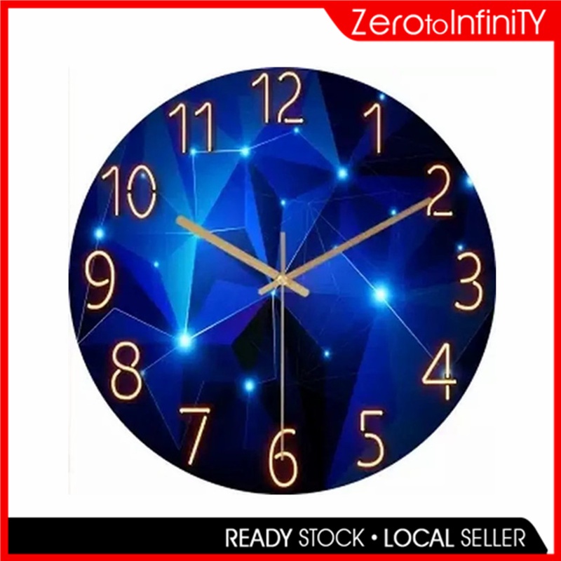 HTW shop Wall Clocks Blue Tone Gold Fashion Wall Clock Bedroom Living ...