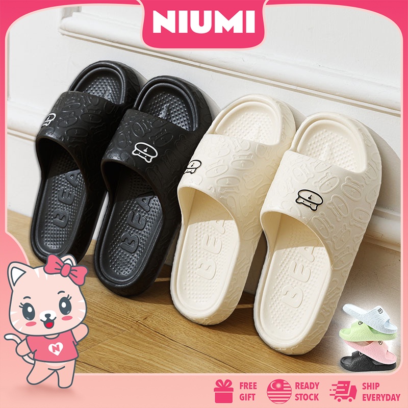 NIUMI NS273 Comfy Slipper Women Men Thick Sole Home Flat Shoes Indoor Unisex Shower Kasut Lelaki ...