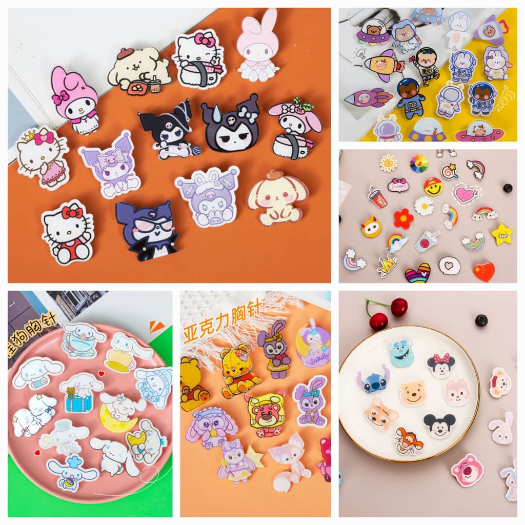 Kid Cartoon Brooch Pin Cute Badge Sanrio Kuromi Melody Cinnamoroll ...