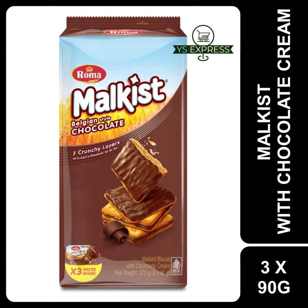 ROMA Malkist With Chocolate Cream 3 X 90G - Biskut Susu dengan Krim ...