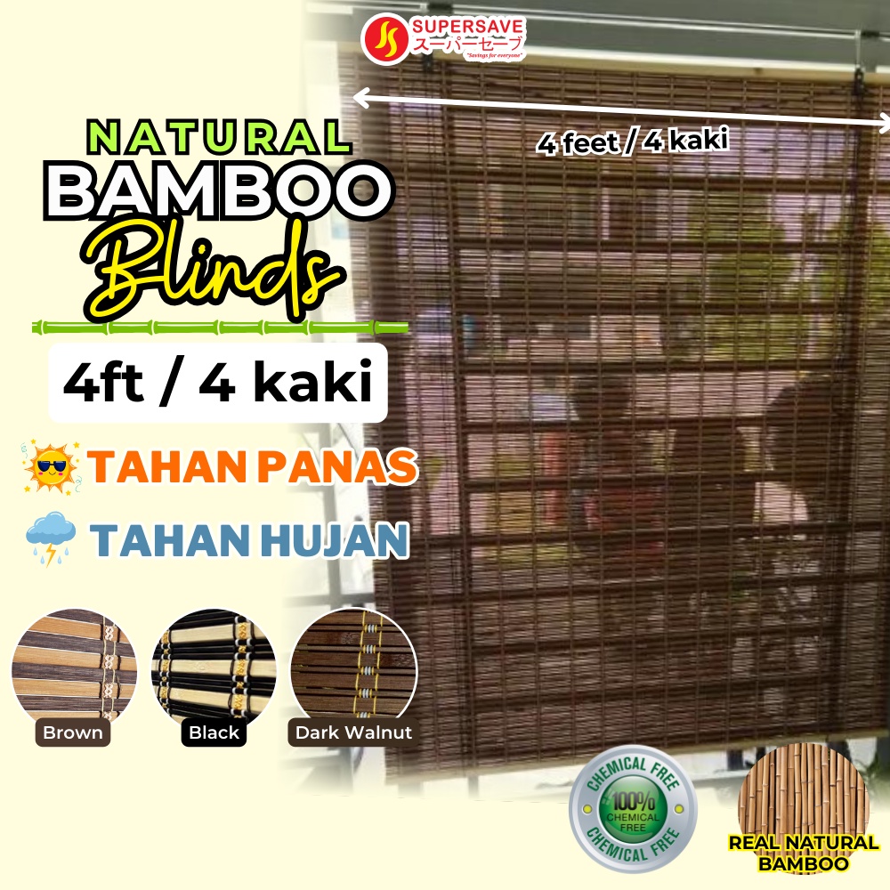 SUPERSAVE 4ft / 4 kaki Bidai Buluh Bamboo Blind Bidai Kayu Outdoor ...