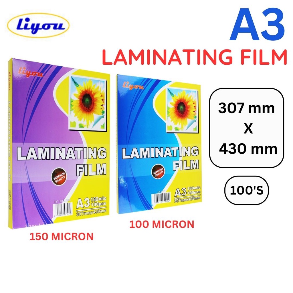 [ 100/150 MICRON ] A3 LIYOU LAMINATING FILM 100 MIC /150 MIC / PLASTIK ...