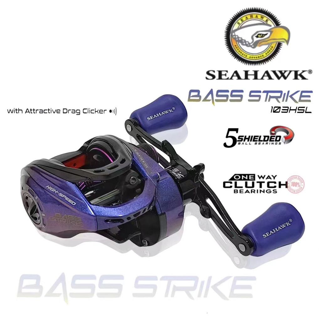 SEAHAWK BASS STRIKE 103HSL BAITCASTING (BC) FISHING REEL | Shopee Malaysia