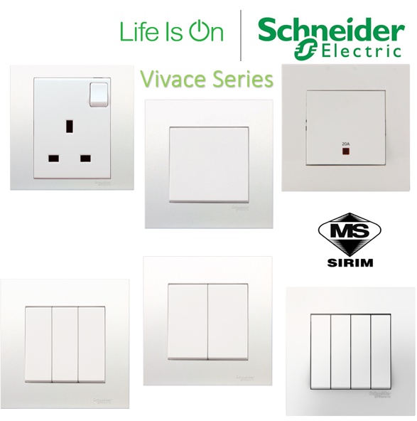 SCHNEIDER VIVACE SWITCH SOCKET OUTLET SWITCHES 13A/20A/1GANG | Shopee ...