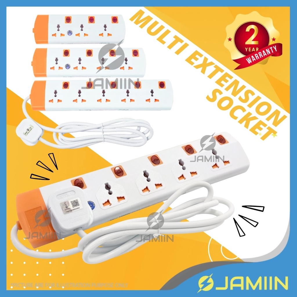 [sirim] Multi 3 4 5 Way International Multi Universal Portable Extension Trailing Socket