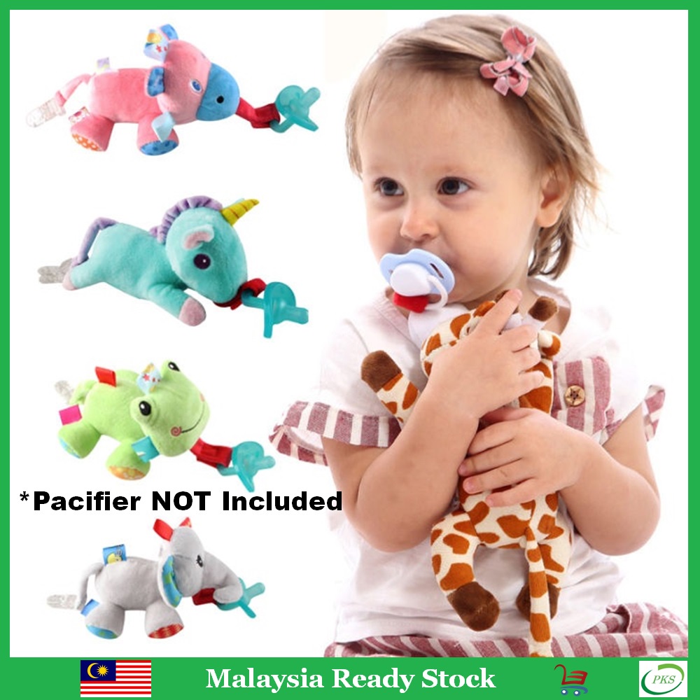 Infants Pacifier Holder Cute Plush Toy Soother Clips Removable Pacifier ...
