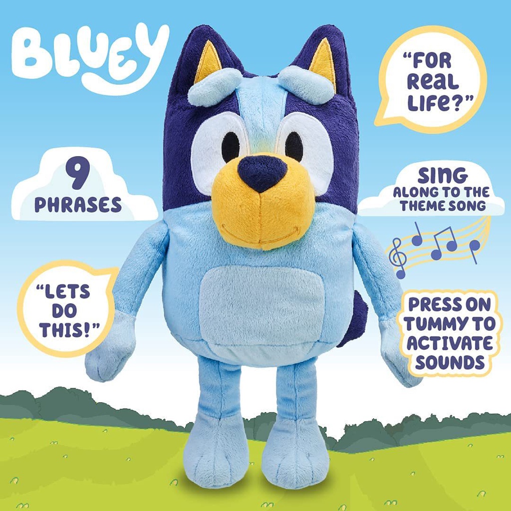 30cm Cartoon Bluey Talking Plush Toy Music Stuffed Animal Doll Kids ...