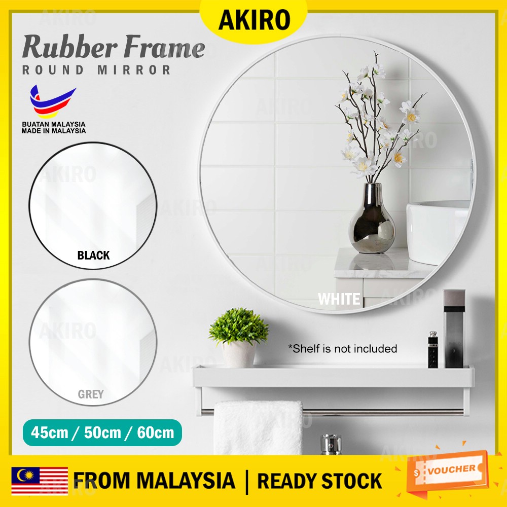 AKIRO Home Ins Mirror Rubber Frame Mirror Bathroom Mirror wt Hook ...