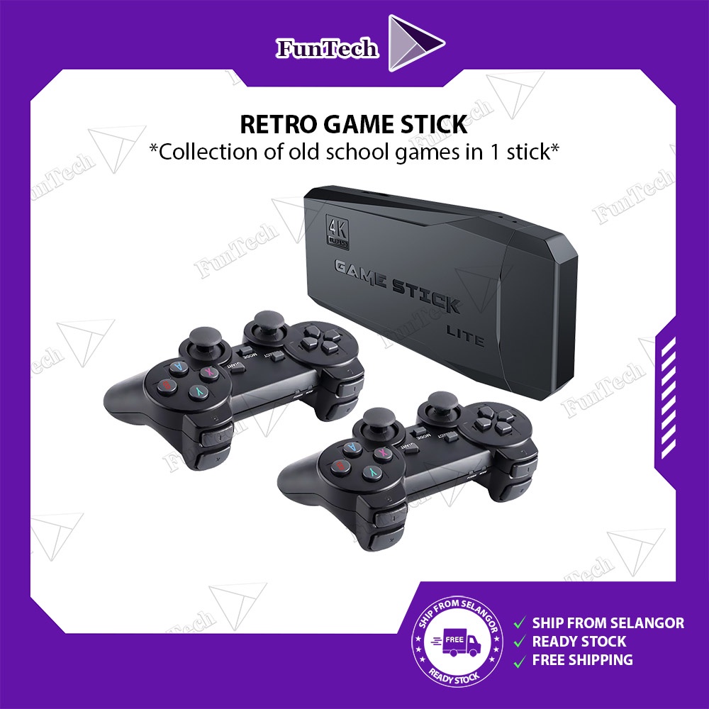 FunTech Retro Game Stick 64G Built-in 10K Games Classic Video Game ...
