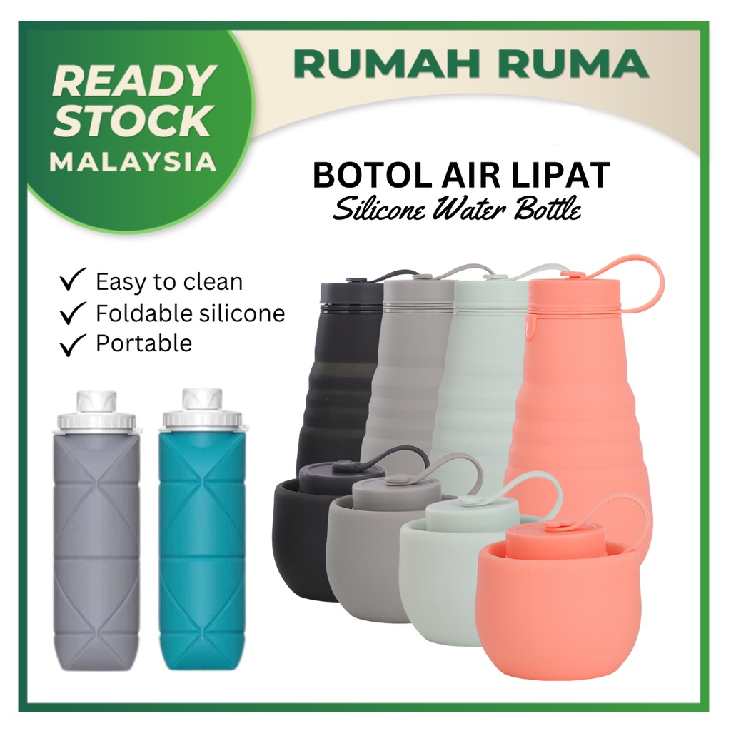 Foldable Collapsible Water Bottle Silicone Portable Reusable BPA Free ...