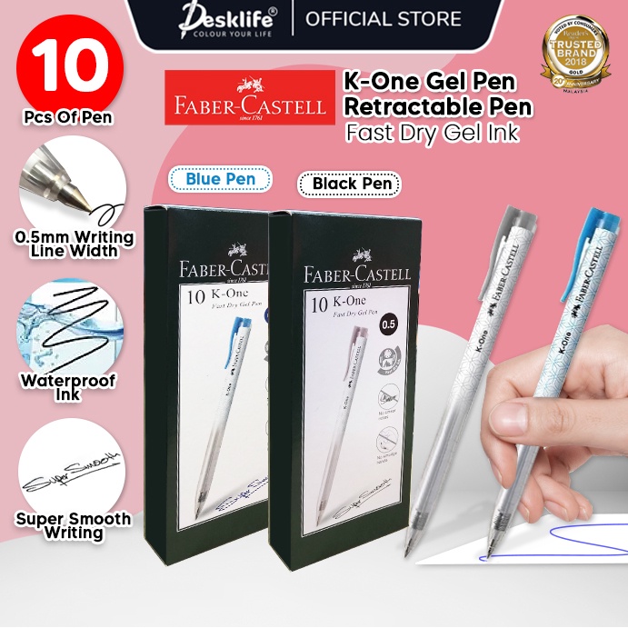 10pcs Desklife Faber Castell Pen K-One Gel Pen Fast Dry 0.5mm Black ...