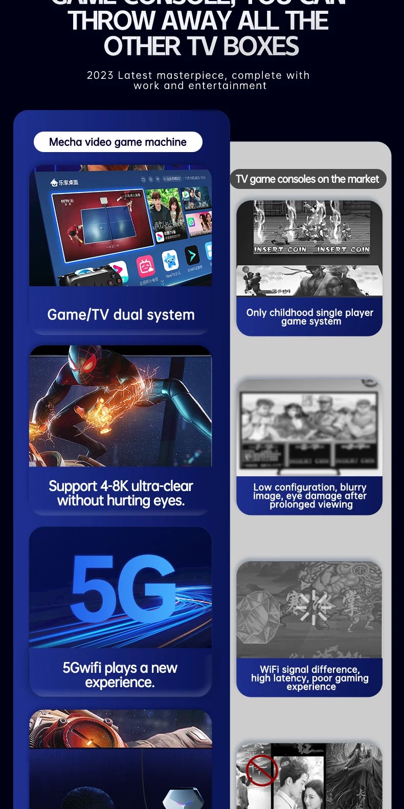 X10 Video Game Console 4k Gamestick TV BOX 5G Dual System 2.4G Wireless ...