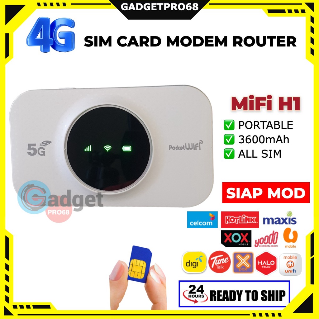 Portable Modem H1 Router 4G LTE Unlimited Hotspot Mobile WiFi MiFi SIAP ...