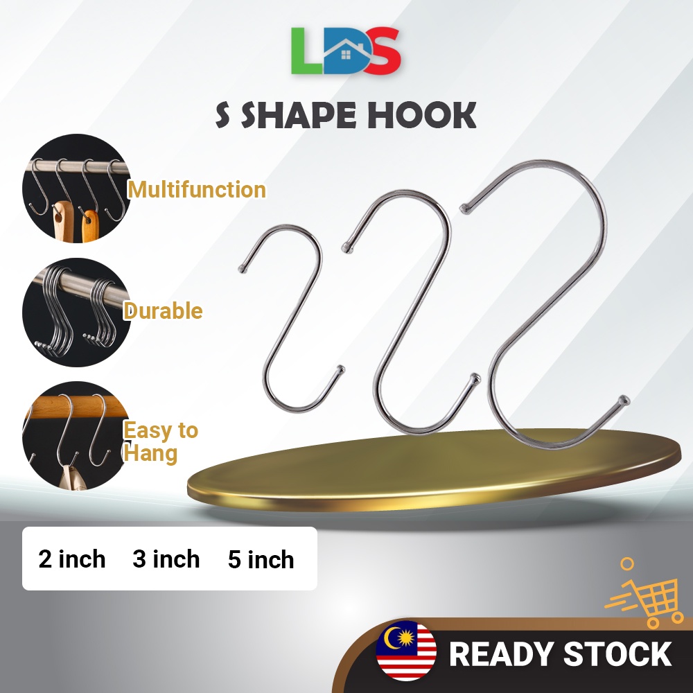 LDS Powerful S Shape Stainless Steel Metal Hook Multipurpose Hanger ...