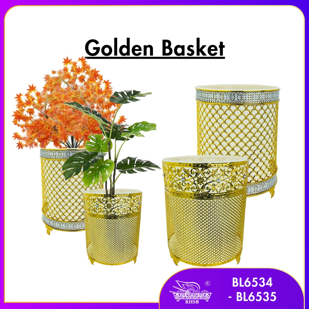 🎉 PROMOSI 🎉 GOLDEN BASKET / BAKUL POKOK / VASE / PASU / BASKET / PASU ...