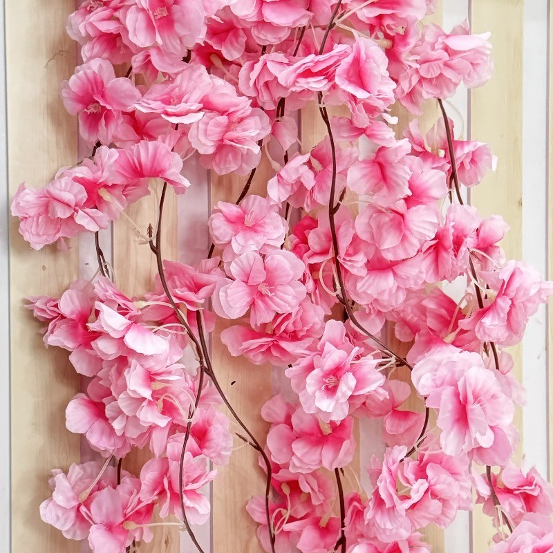180CM Simulated Decorative Sakura Rattan - Artificial Flowers Garland ...