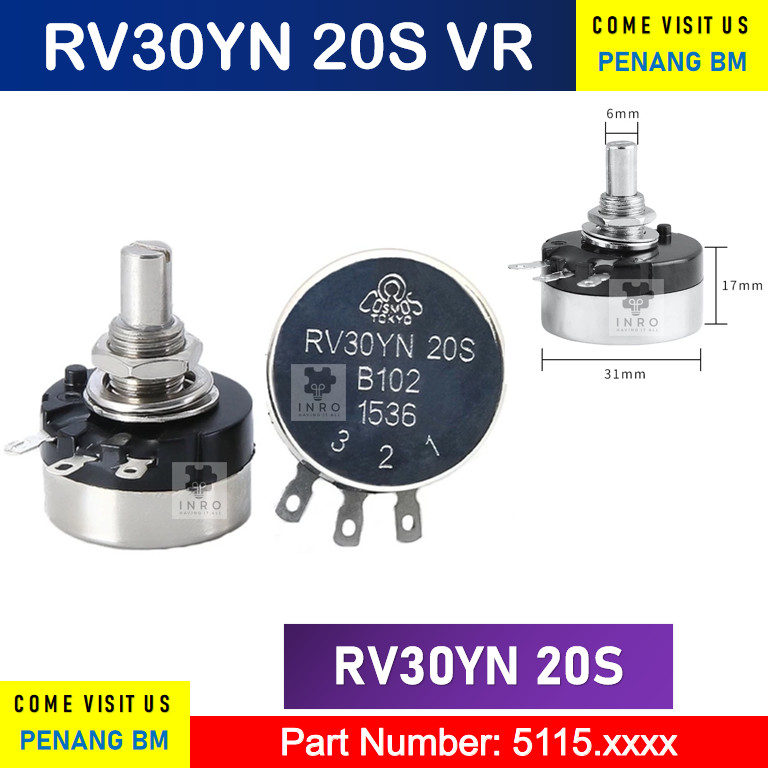1Watt 1W RV30YN 20S 500R 1K 2K 5K 10K 20K 50K 100K 250K 500K 1M Potentiometer Rotary Carbon ...