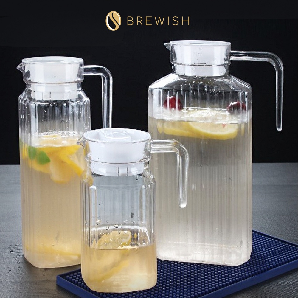 BREWISH 1.7L Water Juice Glass Jug Transparent Glass Serving Jug Cold ...