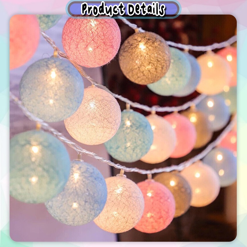 [Datz] LED Cotton Ball Globe String Fairy Lights Campaign Decoration ...