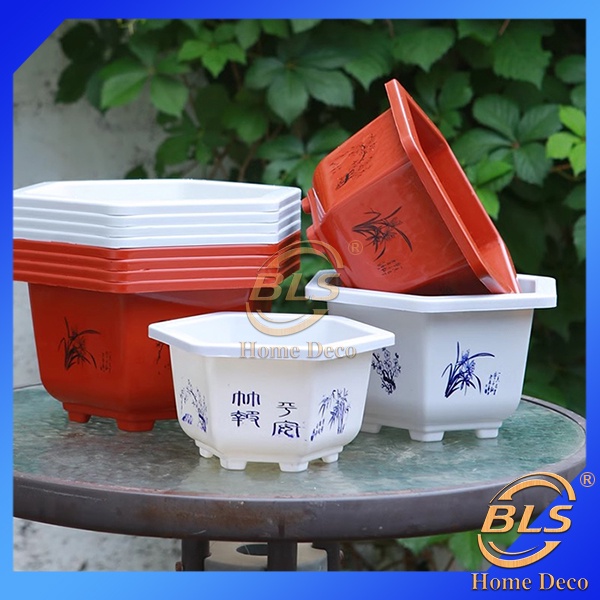 Hexagon Bonsai Plastic Flower Pot Gardening Pots Pasu Bunga Plastic ...