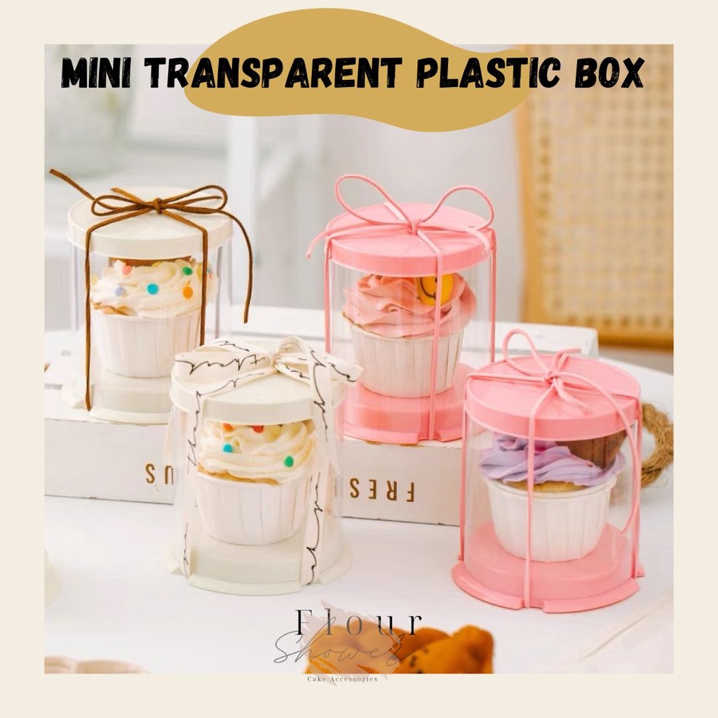 FS 4 Inch Mini Transparent Cake Box Cupcake Box Gift Box Mini Cake Box ...