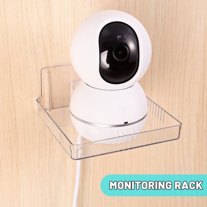 Punch Free Transparent Camera Storage Shelf With Line Hole / Home Wall ...