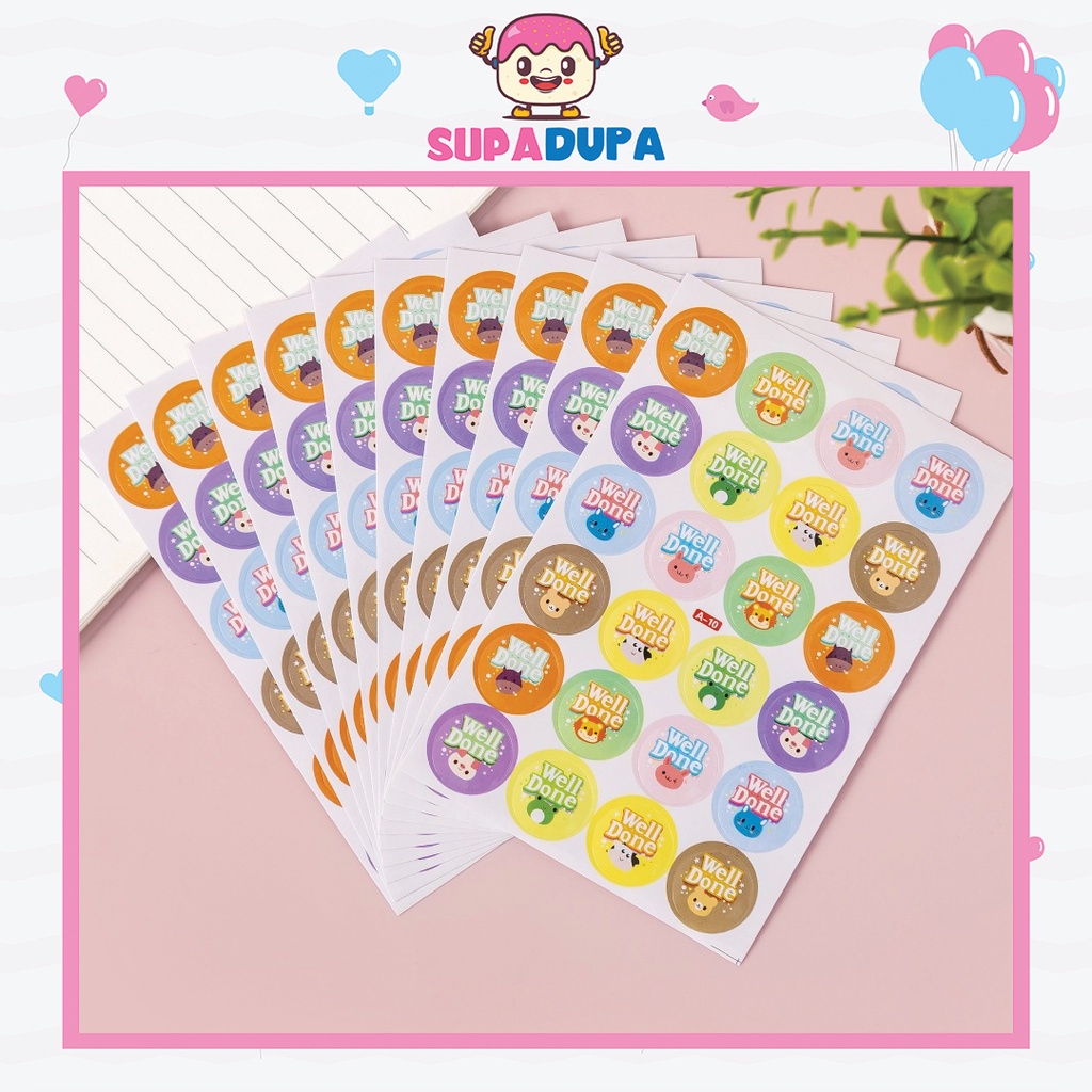 Reward Sticker With Colorful And Cute Cartoon Design Round Sticker ...