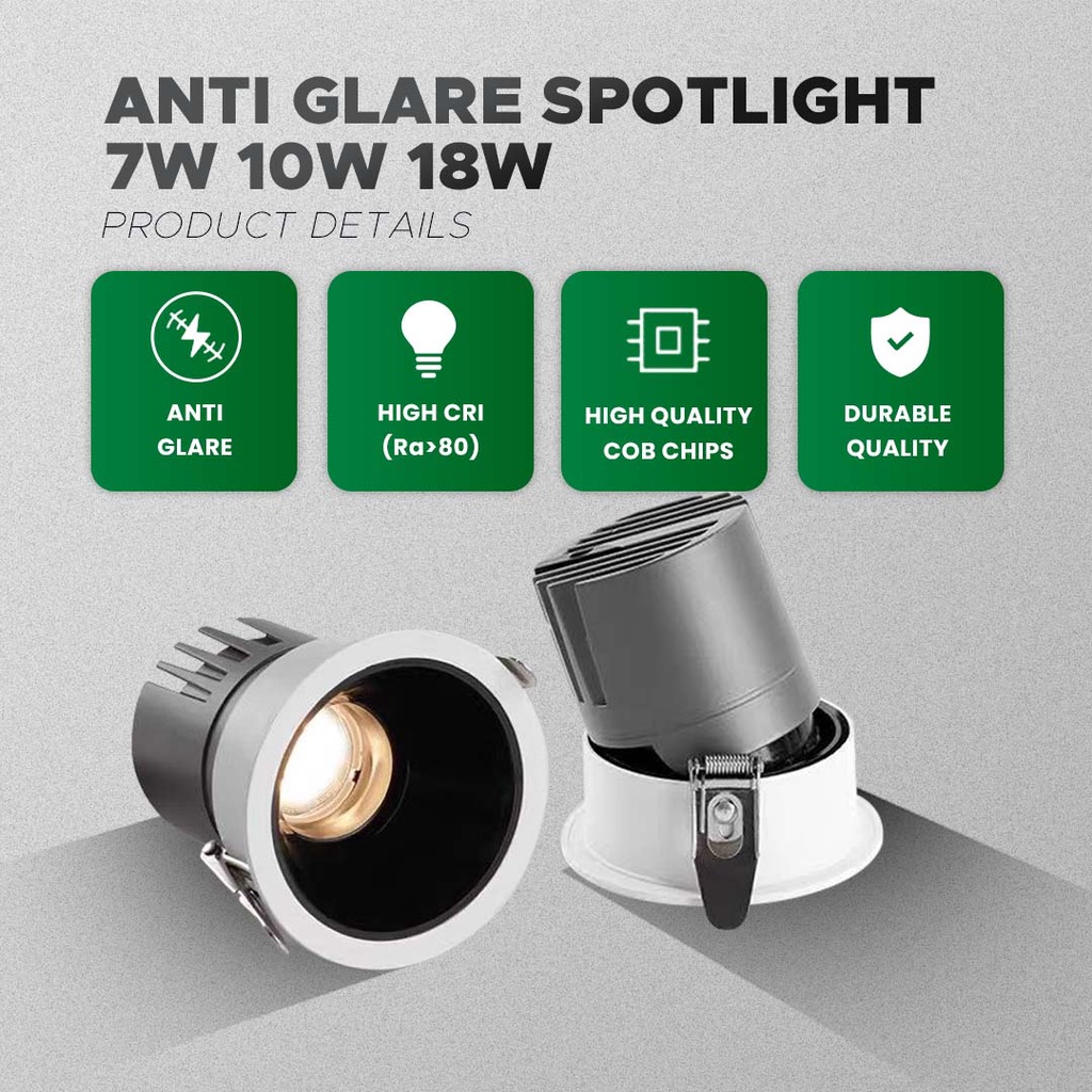 7W 10W 18W COB RECESSED CEILING SPOTLIGHT LED EYEBALL LIGHT | Shopee ...