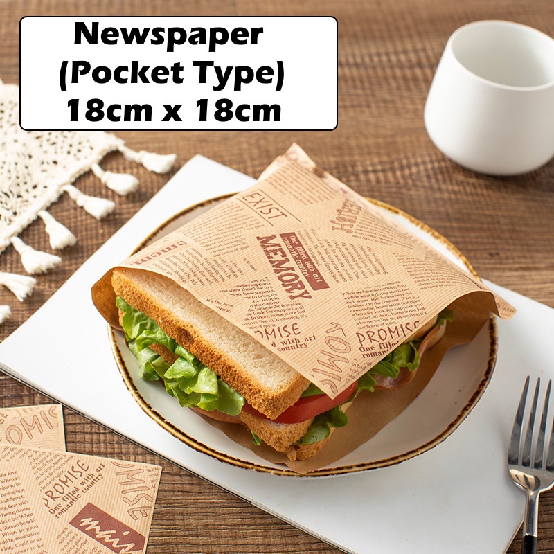 【ShopWithJoy】50pcs Sandwich Paper Food Wrapping Toast Food Wrap Food ...