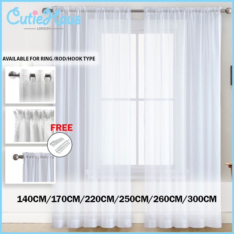 Cutiehaus Ring/Rod/Hook Type Plain Tulle Sheer Curtain Home Decor Translucent Window Treatments ...