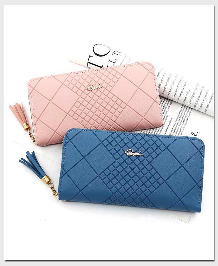 Long Wallet PU Leather Korean Version Ladies Wallet Hand Strap Mobile ...
