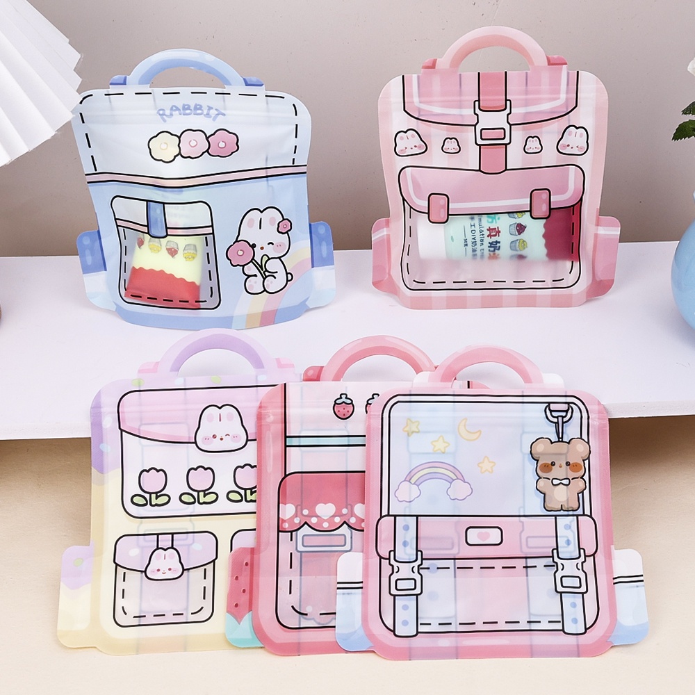 20/10Pcs Creative School Bags Shape Cookie Candy Bags Plastic Zipper ...