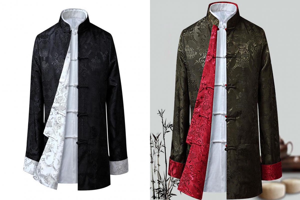 Caronvg Tang Suit Coat Retro Long Sleeved Reversible Chinese Style ...